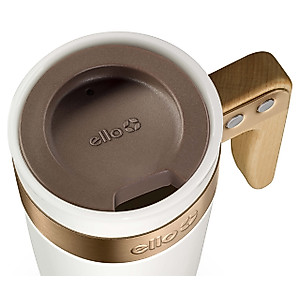 Ello Fulton Ceramic Travel Mug with Slider Lid, 16 oz, White