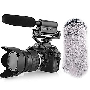 SGC-598 Interview Shotgun Microphone with Windscreen Muff, Cardioid Directional Condenser Video Mic for DSLR Camera Canon DV Camcorder, Compatible with Sony Mirrorless Cameras