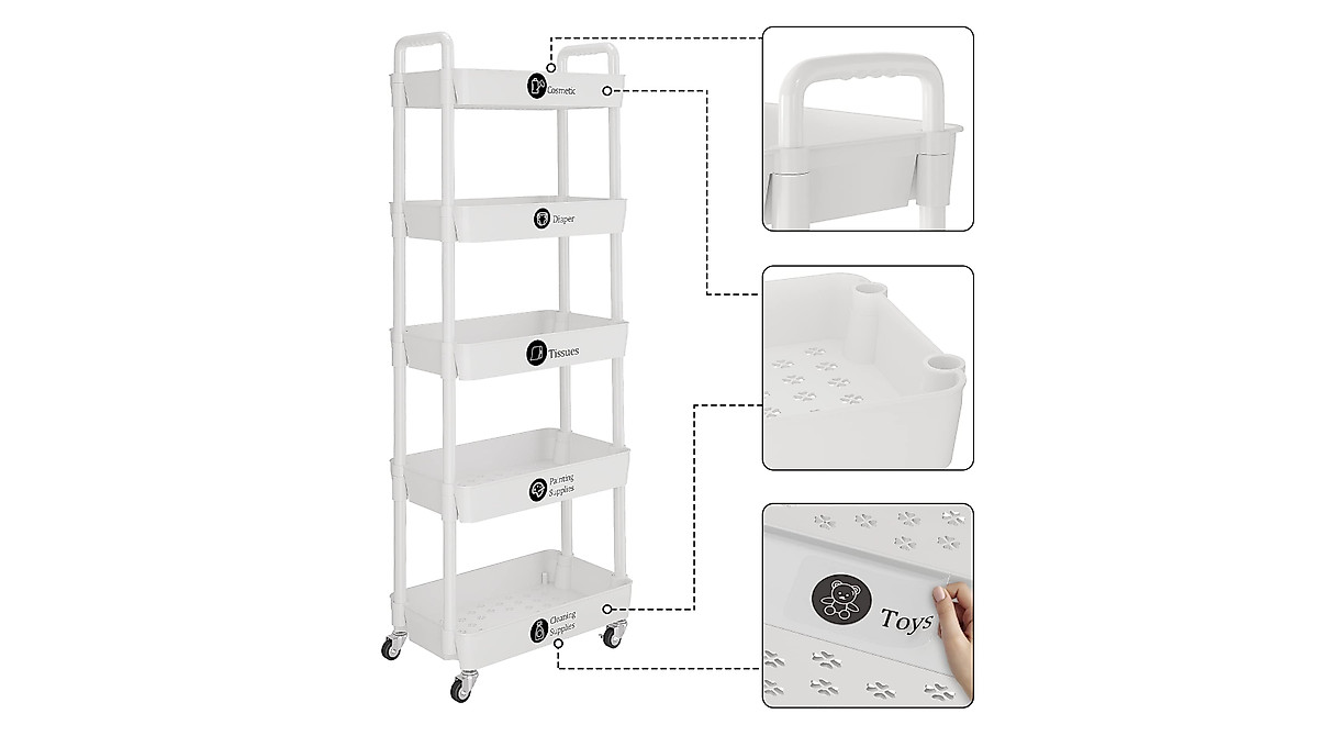 UDEAR 5-Tier Rolling Utility Cart for All Your Needs