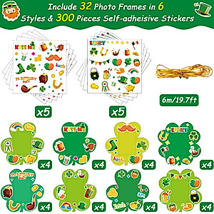 chiazllta 32 Packs St. Patrick's Day Picture Frame Craft Kits for Kids, Ireland DIY Shamrock Craft Holiday Art Favor Home Class Game Activities for Kindergarten Preschool