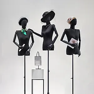 Female Dress Form Mannequin Torso, Adjustable Height 47-78 inch, Manikin Body Model with Rectangle Metal Base, Detachable Arms & Head, for Clothing Dress Jewelry Display Sewing
