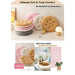 unlockgift Sherppa Round Chair Cushion 16 inch, Office Sedentary Butt Pillow, Decorative Seat Cushion for Rocking Chair,Couch,Bedroom,Car,Cream White