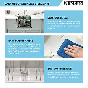 Kichae 15x17 Inch Stainless Steel Bar Prep Sink Undermount Single Bowl 16 Gauge Stainless Steel RV Kitchen Sink Round Corner Sink