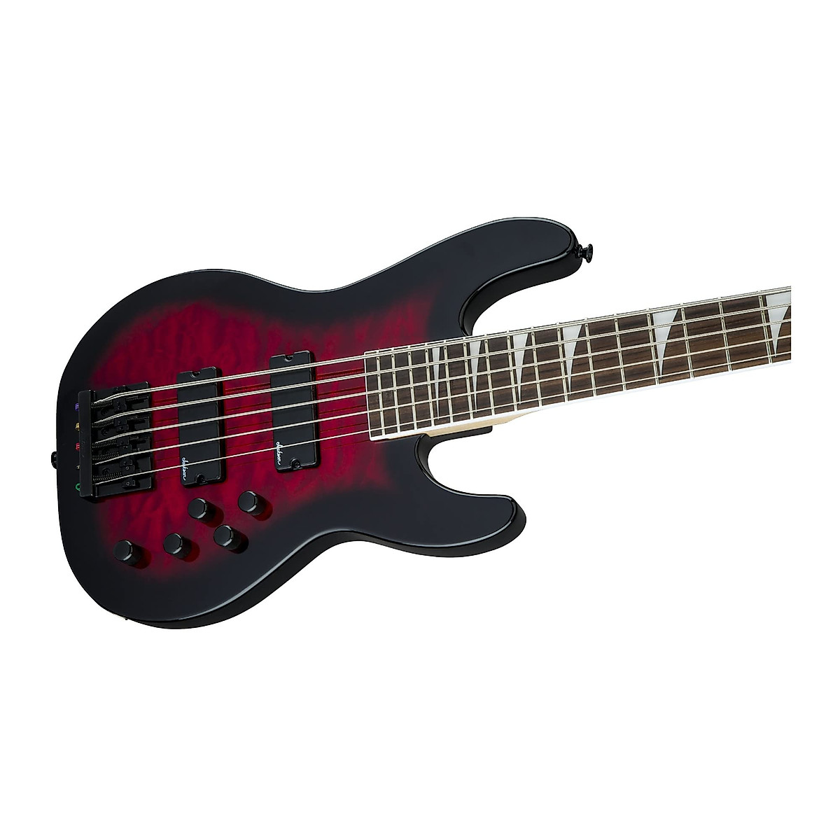 Jackson JS Series 5-String Concert Bass JS3VQ, Transparent Red Burst, Amaranth Fingerboard