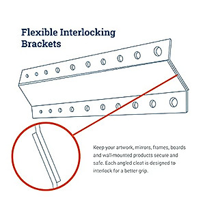 French Cleat Hanger 18 Inch - Picture, Mirror, Whiteboard or Headboard Wall Mounting Brackets - Z Bar Hanger Supports 90lbs