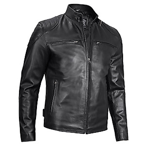 Blingsoul Black Biker Leather Jacket Men | [1100625] Vermont - XL