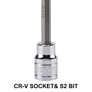 Mayouko 3/8" Drive Extra Long Allen Hex Bit Socket Set, 1/8" - 3/8", 3-10mm, S2&CR-V, Metreic&SAE, 18 Pieces, 150mm/5.9" Length