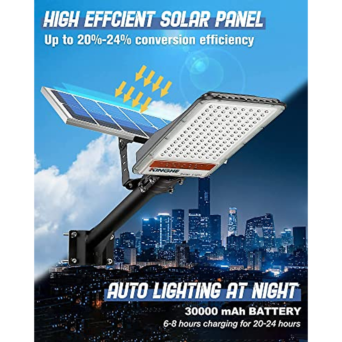 Solar Street Lights Outdoor Waterproof- 1000W Dusk to Dawn Solar Parking Lot Lights,Security Flood Lights with Motion Sensor Control for Yard, Path, Garage,Home, Wall or Pole Mount, Commercial Grade