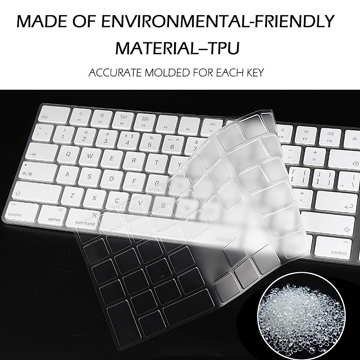 ProElife Keyboard Cover Skin for 2018-2017 Apple Magic Keyboard with Numeric Keypad A1843 US Enter MQ052LL/A Wireless Bluetooth Keyboard Ultra Thin Full Size TPU Protector, 0.13 mm, Transparent Clear
