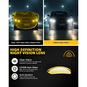 LVIOE Night Vision Pro Driving Glasses for Women Oval Anti Glare Polarized Astigmatism Yellow Glasses for Night Driving N010