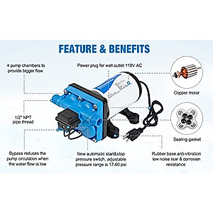 DC HOUSE 5.5GPM 55PSI High Pressure Water Pump 110V include 3/4" Garden Hose Adapters, Power Plug, Water Pressure Booster Pump for Home Irrigation Transfer Washdown