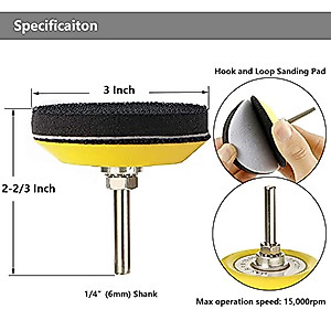 YAKAMOZ 2 Pack 3-Inch Hook and Loop Sanding Backing Pad with 1/4 Inch Shank and Soft Foam Layer Buffering Pad Polishing Tool Kit for Drill Air Die Grinder Sander Grinding Rotary Tool