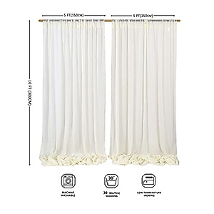 Ivory Chiffon Backdrop Curtain 10ftx10ft Birthday Party Backdrop Photography Backdrop Drapes for Wedding Arch Party Decorations