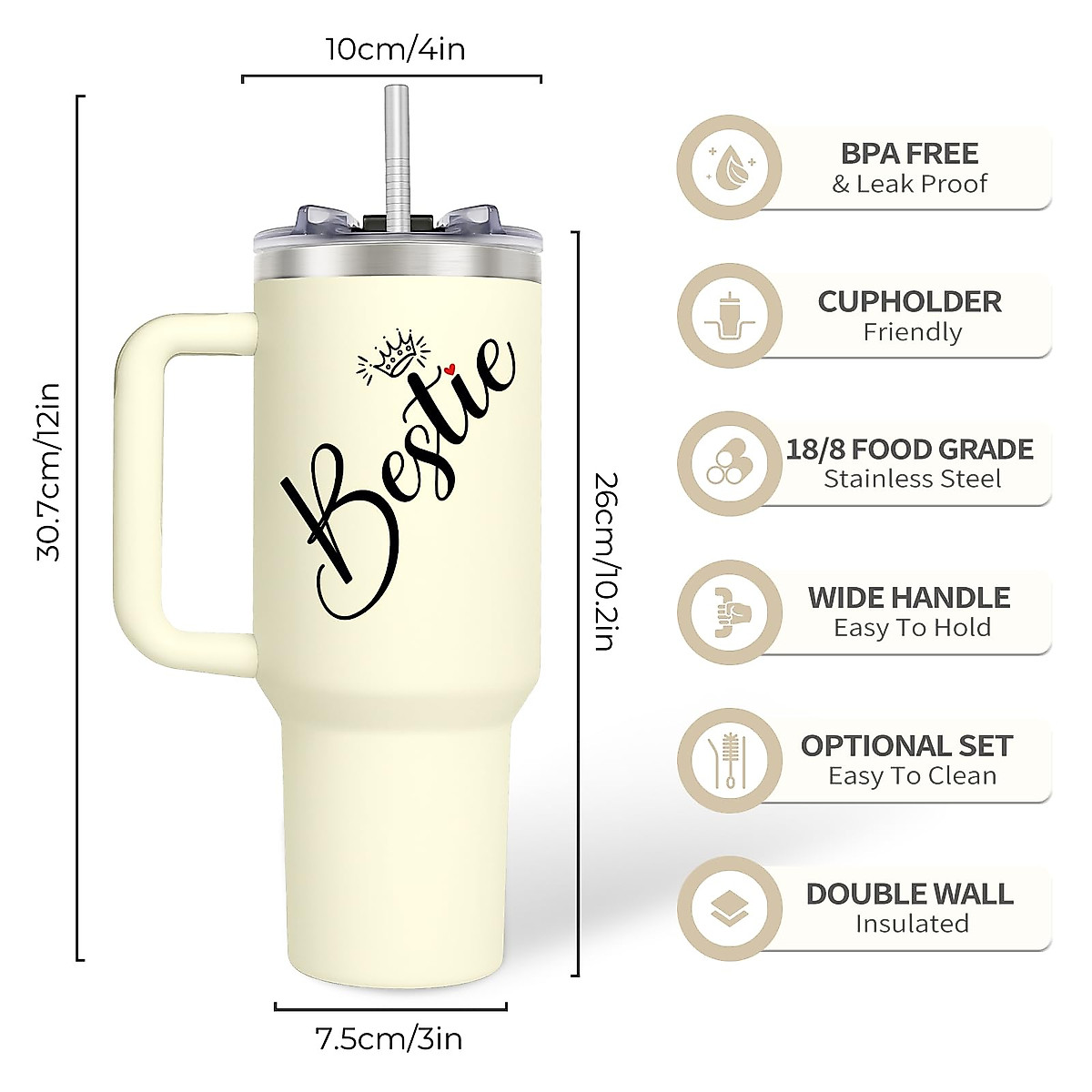 DOCRAGI Gifts for Sister from Sister, Gifts for Friends, Bestie Gifts for Women - Best Friend Birthday Gifts for Sister, Friendship Gifts for Sister, Bestie, Women - 40oz coffee Tumbler with Straw