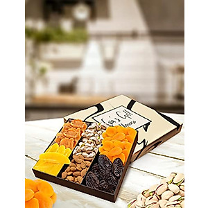 Anna and Sarah Gift Basket Mixed Dried Fruit and Nuts in Box Dried Pears, Fancy Medjool Dates, Dried Apricot, Dried Mango, California Pistachio and Raw Almond (6 Assortments) ,Holiday, Birthday, Healthy Fruit Anniversary, Corporate Treat Box for Women, Me