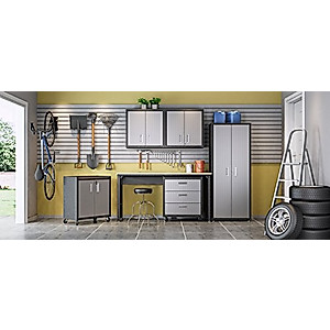 Manhattan Comfort Dual Fortress Floating Garage Storage Cabinet, 1, Black/Grey