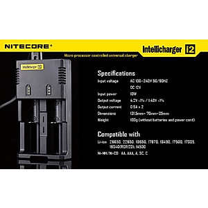 Nitecore i2 Intellicharge Charger for 18650 AAA AA Li-Ion/NiMH Battery