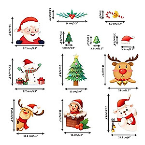 242 Pieces Christmas Window Clings for Glass Windows, 9 Sheets Christmas Window Stickers, Snowflake Window Clings Christmas Decorations, Double-Side Xmas Deer Santa Decor Decals for Party