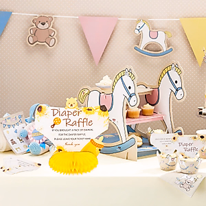 Luiqs Vens Sunflower Diaper Raffle Sign with 50Pcs Diaper Shaped Raffle Ticket Insert Bring a Pack of Diapers Game Kit Sunflower Lottery Insert Cards for Baby Shower Birthday Gender Reveal Party