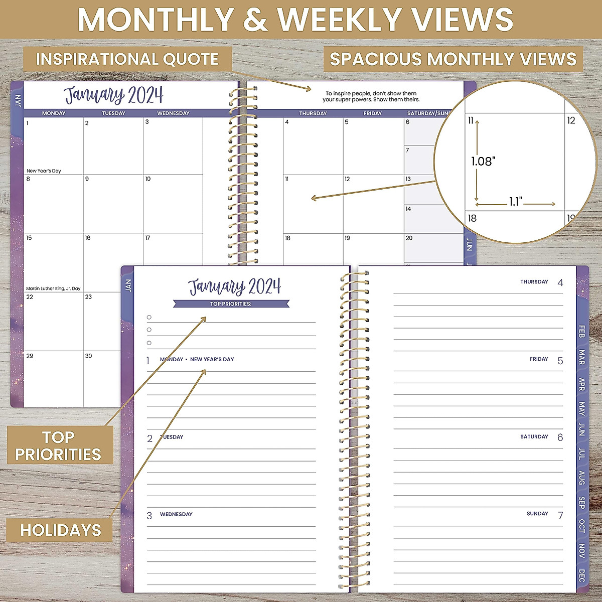 bloom daily planners 2024 Pocket Planner - 4” x 6” - (January 2024 - December 2024) - MINI Weekly/Monthly Agenda Organizer & Calendar Book - Good Things Are Coming