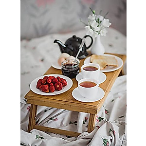 Francois et Mimi Bamboo Multi-Position Adjustable Serving Bed Tray with Drawer (Bamboo 22", Slate Blue)