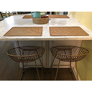 4 Pack Rectangular Woven Placemats, Natural Seagrass Place Mats, 17" x 12", Rattan Wicker Table Mats for Dining Table