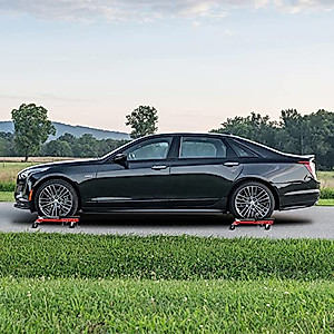 MERXENG 4PC Wheel Dolly, 1500LBS Capacity Car Dolly with Hydraulic Tire Jack for Vehicle Positioning for Truck RV Trailer