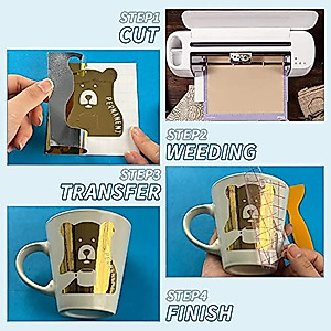 Lya Vinyl Mirror Gold Permanent Vinyl Roll 12" x 6FT Metallic Outdoor Permanent Vinyl for Cricut - Adhesive Vinyl Roll for Home Decor, Party Decoration, Mug, Window