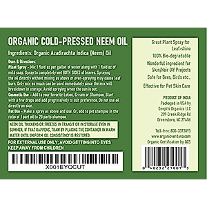 Verdana Organic Cold Pressed Pure Neem Oil - 16 Fl. Oz - Non GMO - Unrefined - 100% Neem Oil, Nothing Added or Removed – Leafshine for Plants, Pet Care, Skin Care, Hair Care Brand