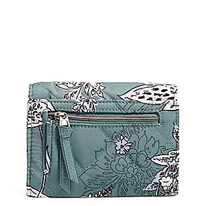 Vera Bradley Women's Performance Twill Riley Compact Wallet With RFID Protection, Tiger Lily Blue Oar, One Size