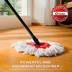 O-Cedar EasyWring Microfiber Spin Mop, Bucket Floor Cleaning System, Red, Gray