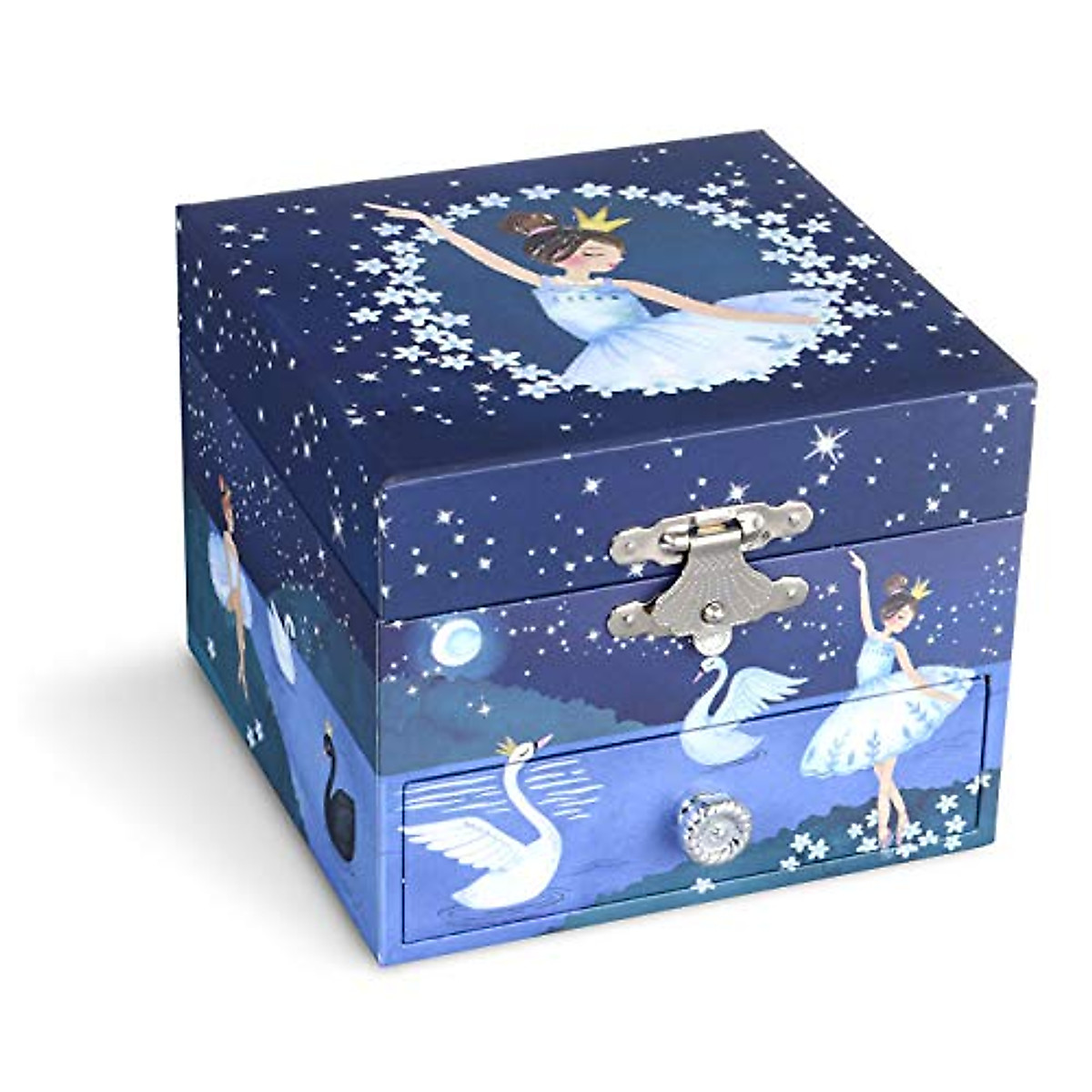 Jewelkeeper Musical Jewelry Box with Spinning Ballerina, Glitter Design, Swan Lake Tune