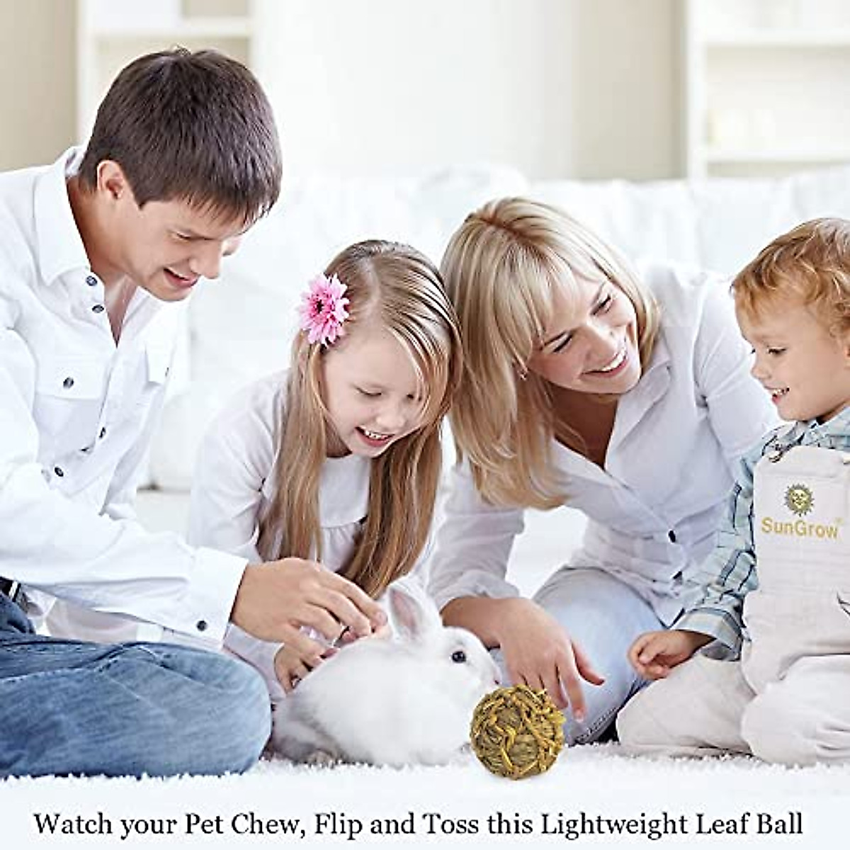 SunGrow Seagrass Balls for Rabbit, for Pet’s Gums & Teeth, Chewable Teething Activity Toy for Gerbils, Guinea Pig, Dwarf Bunny, 1 Pc