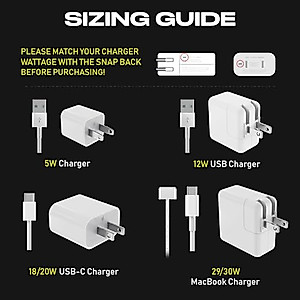 The Snap Back Charger Winder Compatible with Apple 30W USB-C Chargers for Travel and Cable Management