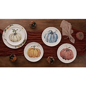 Bico Pumpkin Feast Ceramic Salad Plates, 8.75 inch, Set of 4, for Salad, Appetizer, Microwave & Dishwasher Safe