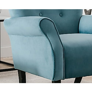 Blue Accent Chair, Unique Chair Armchair Solid Wood Comfy Modern Home Furniture for Living Room 32" Lx28.75 Wx38.25 H