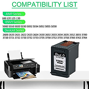 greencycle Remanufactured Ink Cartridge 65, Replacement for HP 65XL 65 XL N9K04AN, Compatible with Envy 5055 5052 5058 Deskjet 2655 2652 2622 3720 3730 3752 3758 All-in-One Printer (Black, 1 Pack)