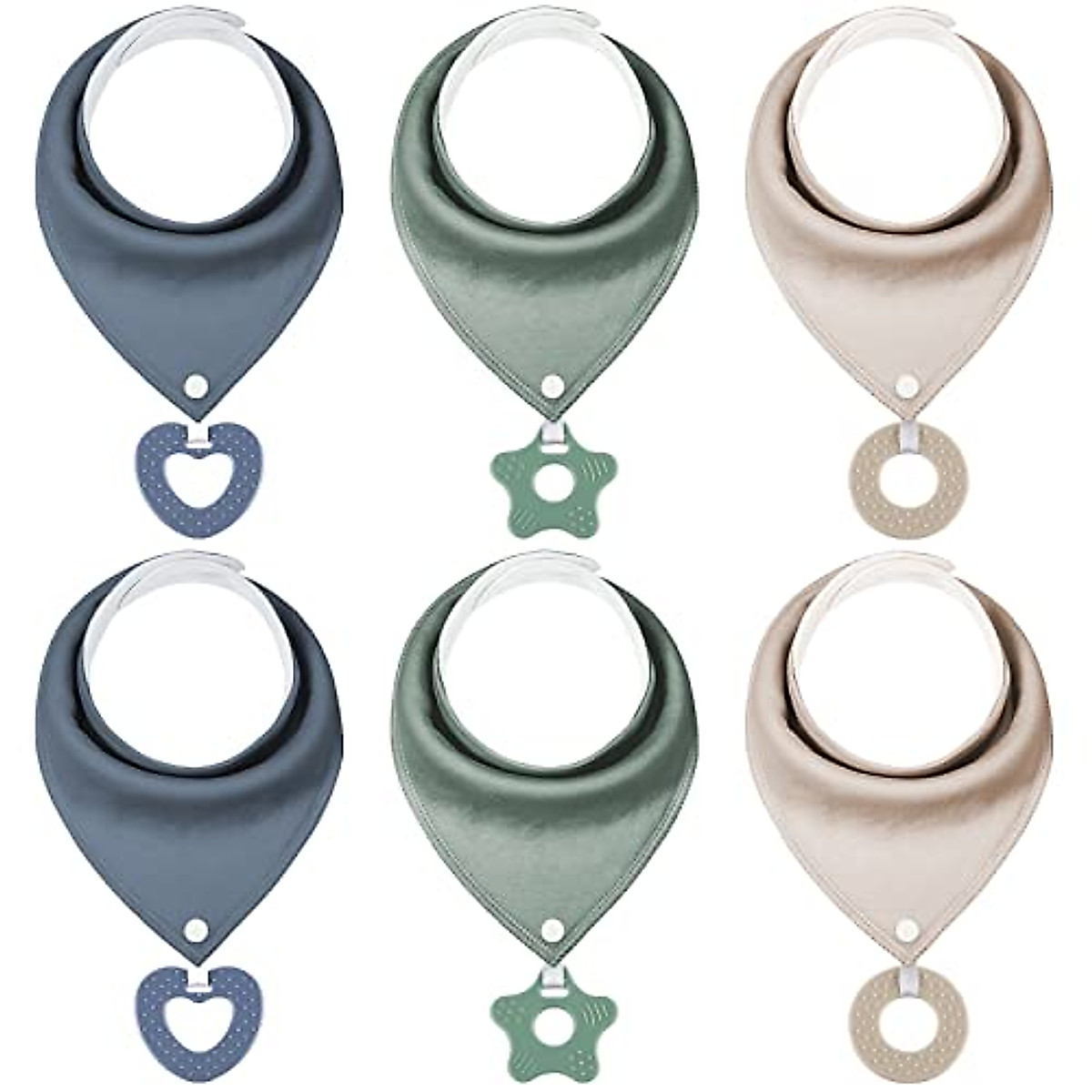 Yoofoss Baby Bandana Drool Bibs 6 Pack and Teething Toys Soft and Absorbent for Boys and Girls 0-36 Months - Baby Teething Bibs Plain Color