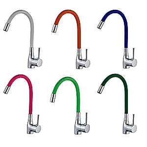 Chrome Finished Kitchen Faucet with Pull Down Sprayer Black Silicone Hose, for Bar