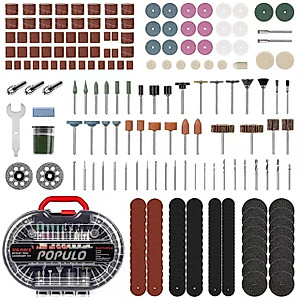 POPULO 305-Piece Rotary Tool Accessories Kit, 1/8-inch Diameter Shanks, Universal Fitment for Easy Cutting, Grinding, Sanding, Sharpening, Carving and Polishing, Storage Case.…