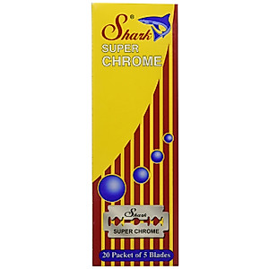 Shark Double Edge Safety Razor Blades, Super Chrome, 100 Count