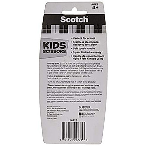 Scotch 5" Soft Touch Blunt Kid Scissors, Magenta, Ideal for School and At-Home Crafting Projects (1442B)