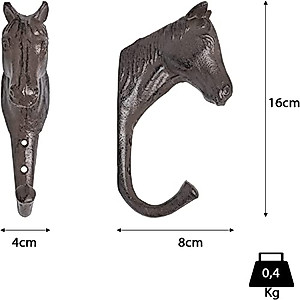 Kassbest Retro Creative Wall Hooks Horse Head Shape Cast Iron Coat Hooks Coat Hooks Hat Hooks Coat Hooks Wall Mounted Door Hooks Decor Hooks 2 Pack