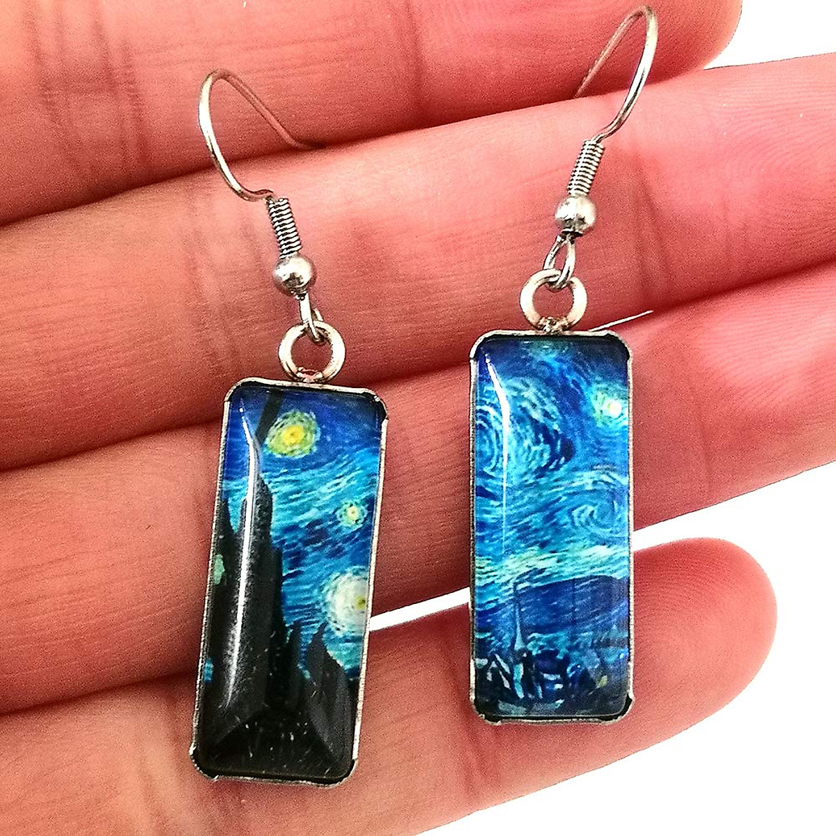 Van Gogh Painting Starry Sky Sunflower Drop Dangle Earrings for Women Abstract Art Earrings Charm Jewelry (Starry sky)