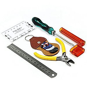 GOCOHHI Guitar Repairing Tool Kit Wire Plier,String Organizer,Fingerboard Protector,Hex Wrenches, Files, String Ruler Action Ruler, Spanner Wrench,Bridge Pins for Guitar Ukulele Bass Mandolin (26 PCS)