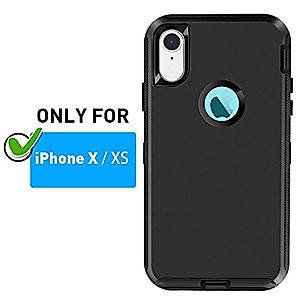 AICase iPhone X/XS Case, 3 in 1 Scratch Resistant, Drop Proof Heavy Duty Soft TPU+ Hard PC Hybrid Truly Shockproof Armor Protective for iPhone X (Black)