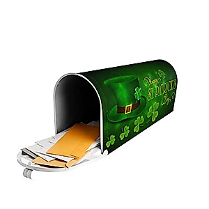 St Patricks Day Mailbox Covers Magnetic 21" X 18" Lucky Shamrocks Clover Mailbox Standard Size Mailbox Wraps Waterproof Post Letter Box Cover Christmas Decorations for Garden Outdoor