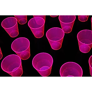 DirectGlow 2oz Neon UV Blacklight Reactive Glow Party Shot Glasses (50-Count, Pink)