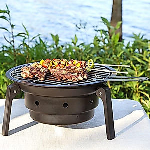 CUE WAY Portable Charcoal Grill, Tabletop bbq,camping stove