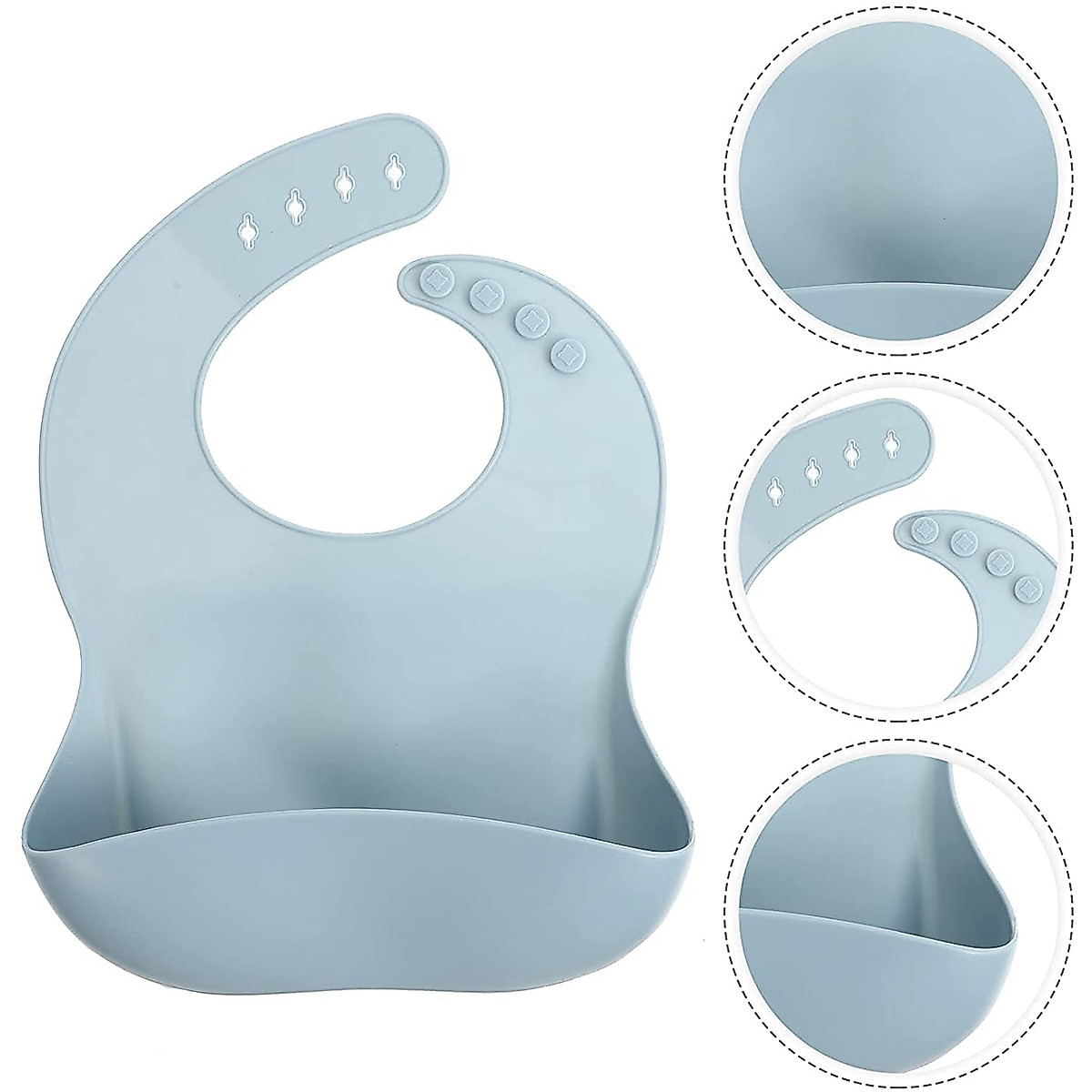 Mubunny Silicone Baby Bib for Babies & Toddlers Waterproof Bibs Soft with Food Catcher Pocket Boys Girls(Dusty Blue/Green/Mango), One Size